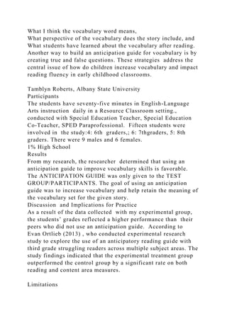 The Use of Anticipation Guides to Improve Vocabulary Development.docx