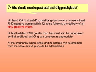 The use of anti D (rcog guidelines) | PPT