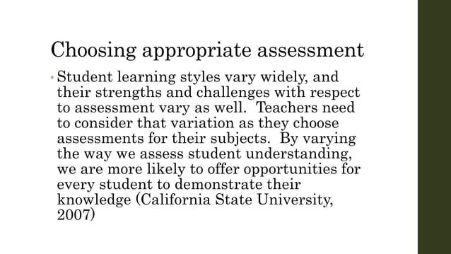 The Use of Appropriate Assessment Instruments | PPT