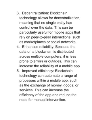 The Use Of Blockchain Technology In Mobile Apps.pdf | Computer Software and Applications | Computing