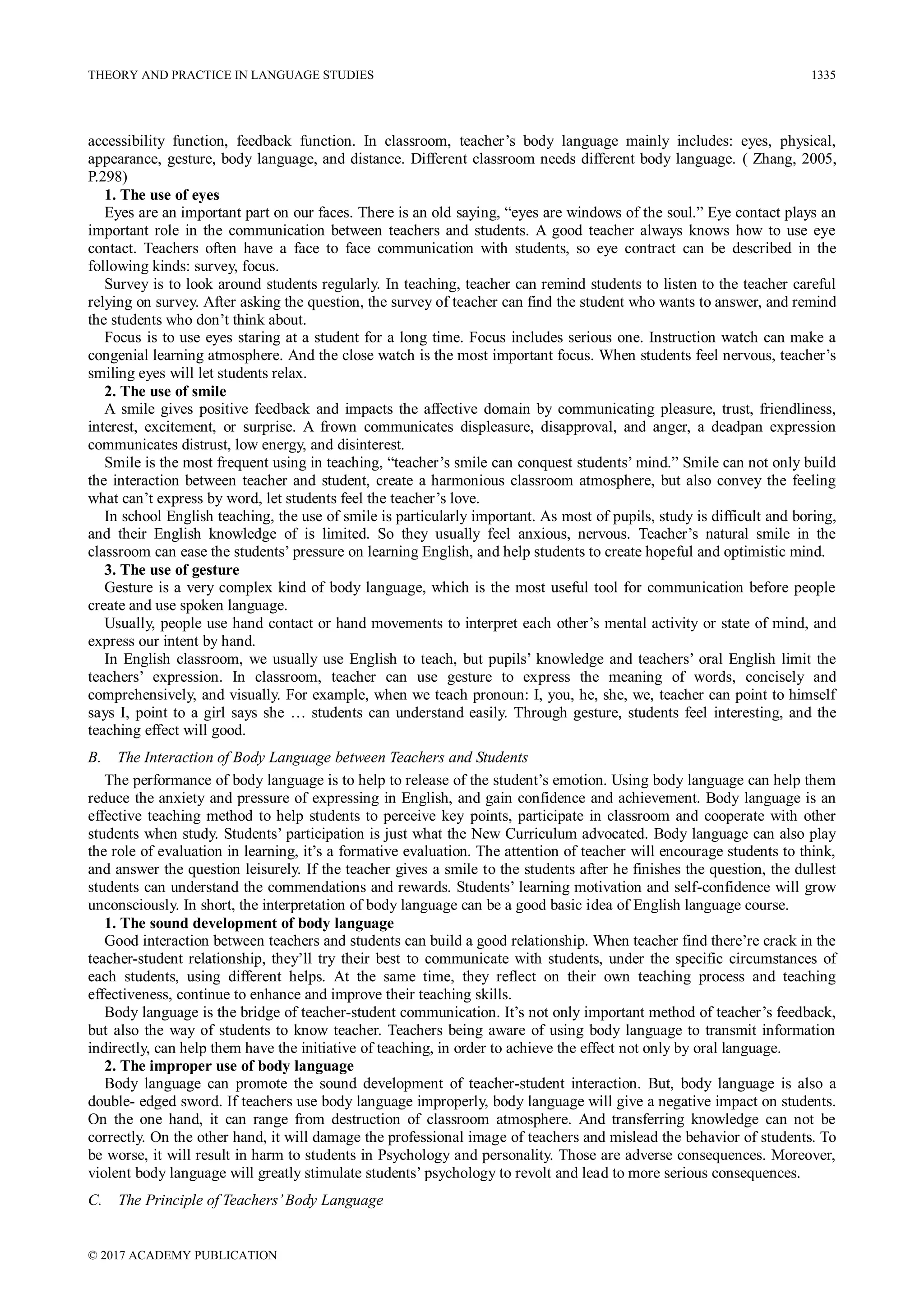 The use of body language.pdf Article on the importance of body parts ...