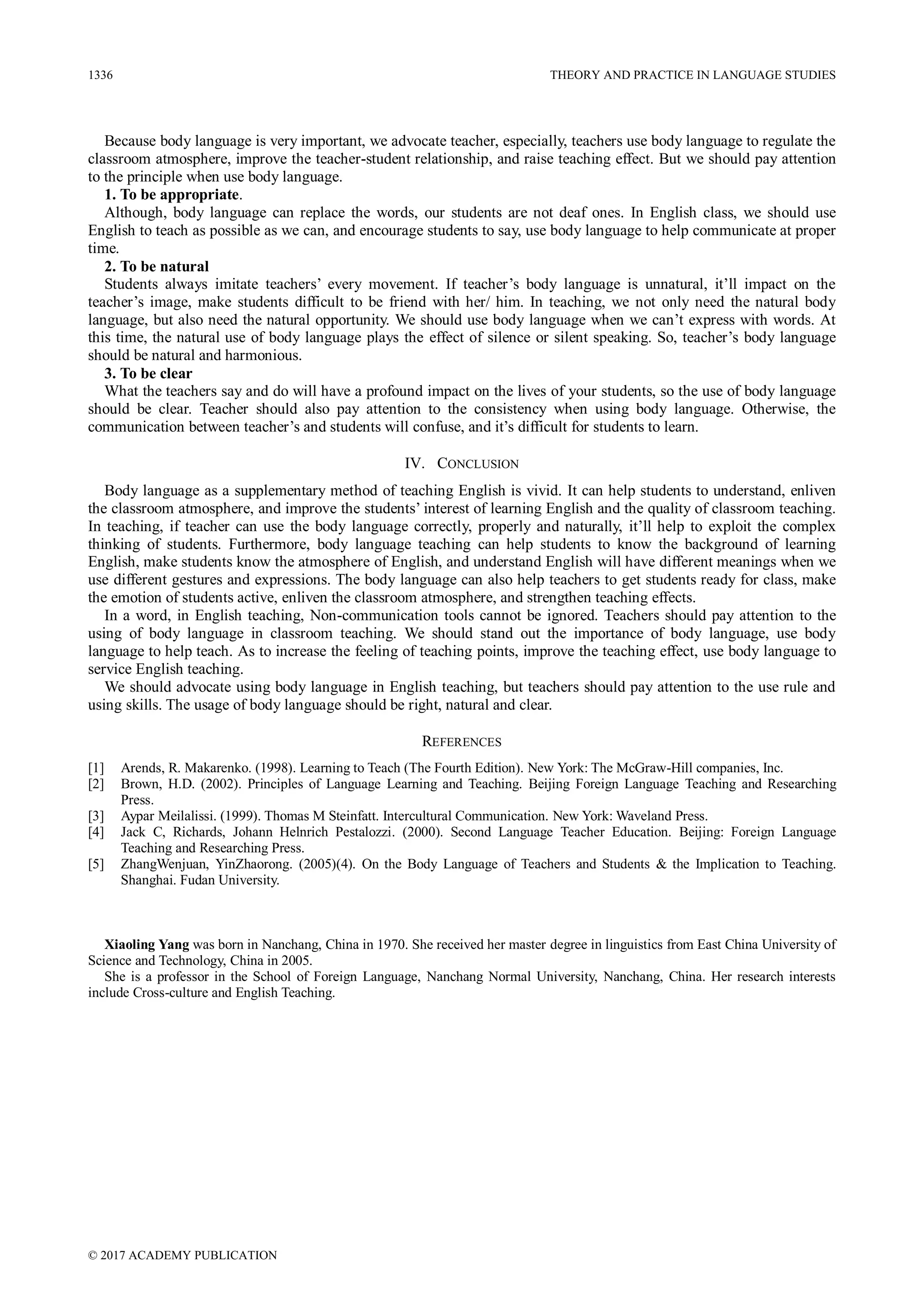 The use of body language.pdf Article on the importance of body parts ...