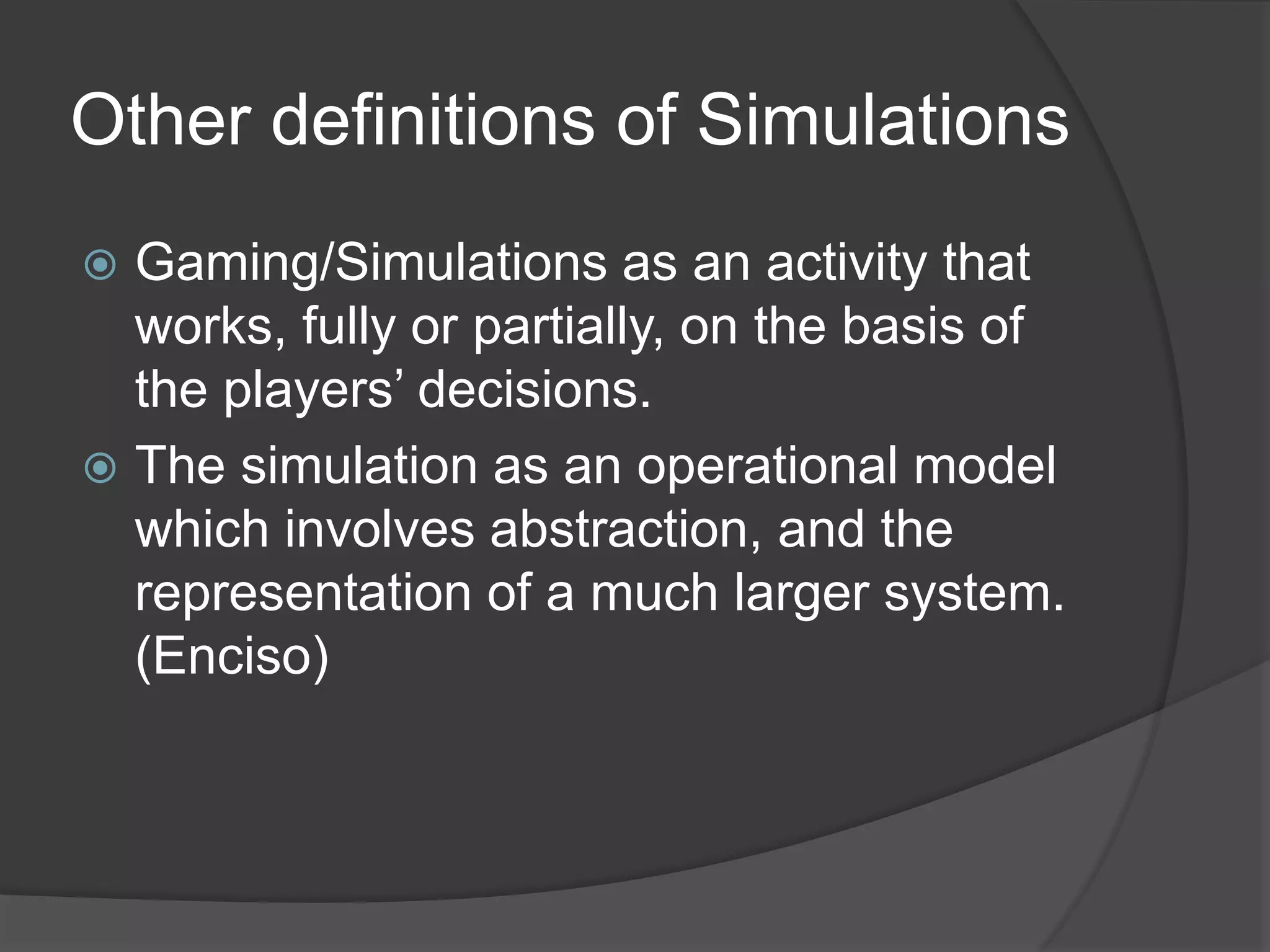 The use of computer simulations & gaming to | PPT
