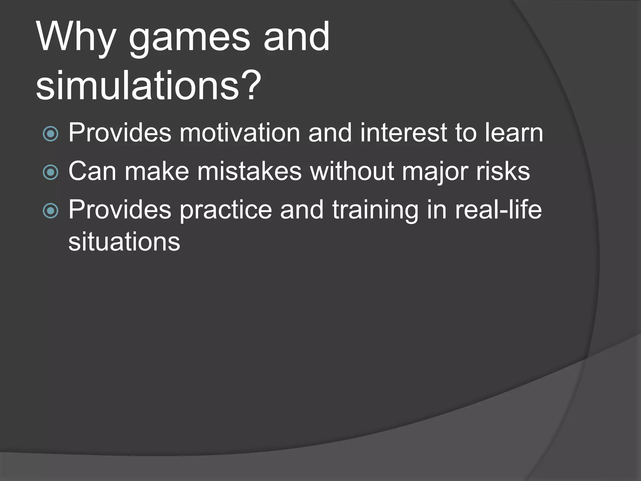 The use of computer simulations & gaming to | PPT