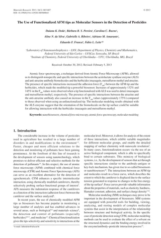 The use of functionalized afm tips as molecular sensors in the detection of pesticides ...