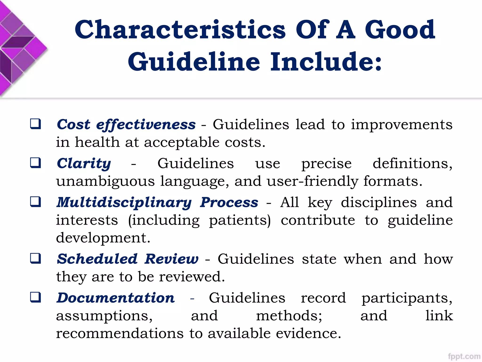 The use of guidelines and clinical pathways | PPTX | Healthcare ...