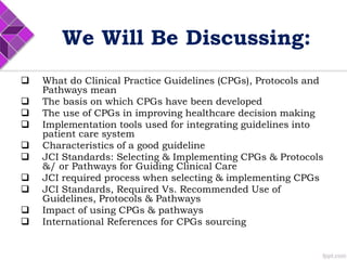 The use of guidelines and clinical pathways | PPTX