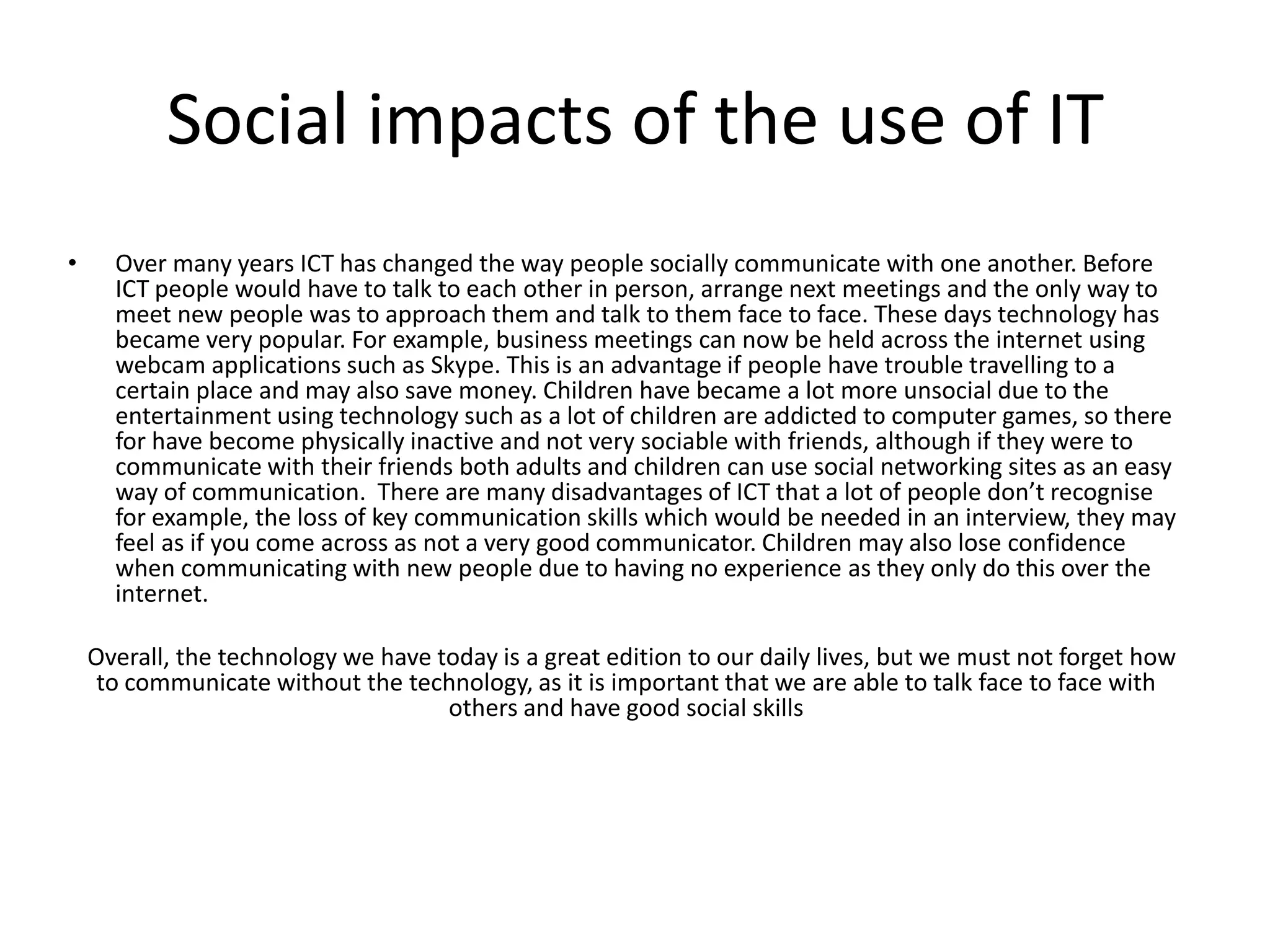 The use of ict | PPT