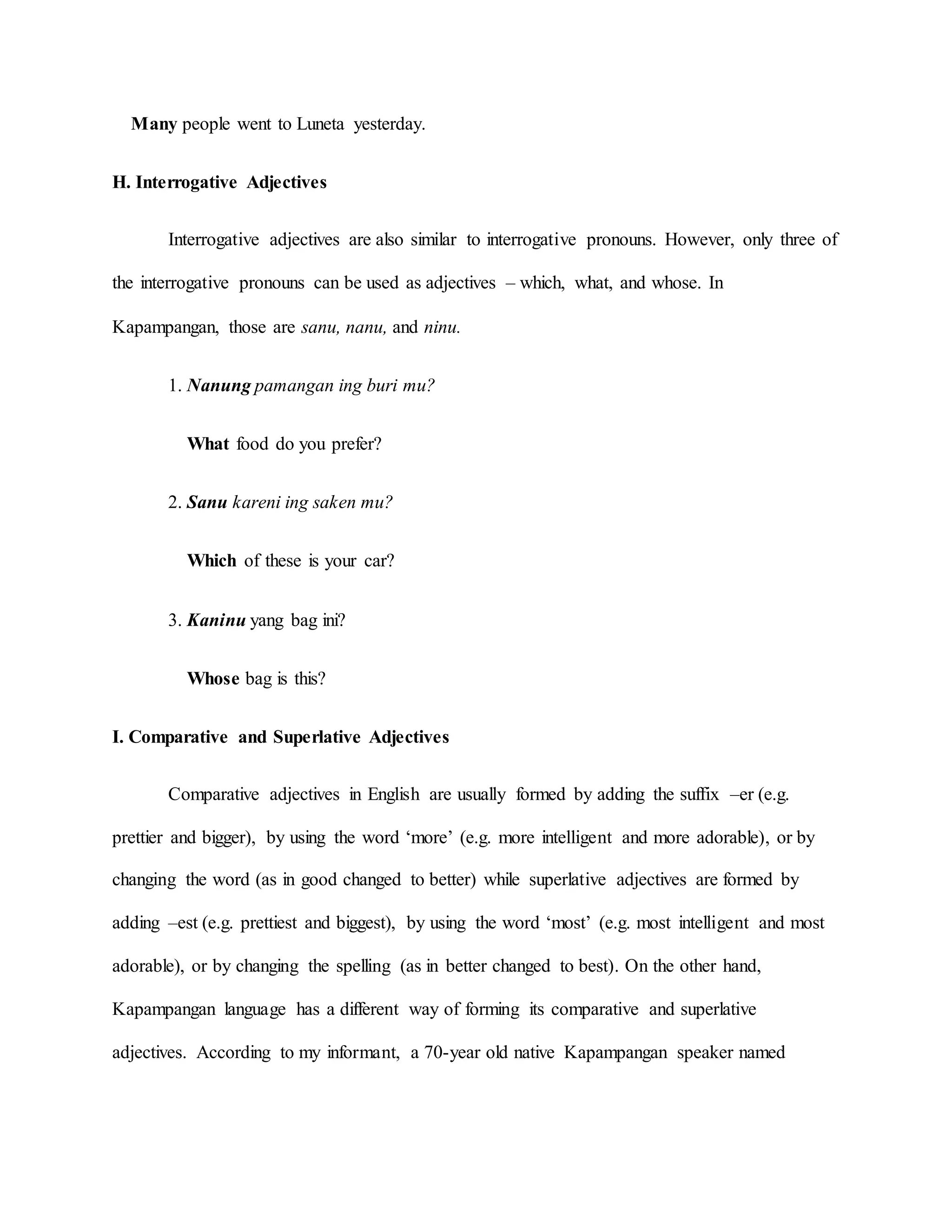 The Use of Kapampangan Adjectives | DOCX