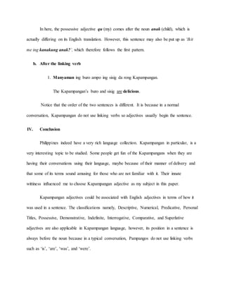 The Use of Kapampangan Adjectives | DOCX