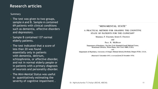 The Use of MMSE and MoCA in Psychiatry.pptx | Brain and Nervous System ...