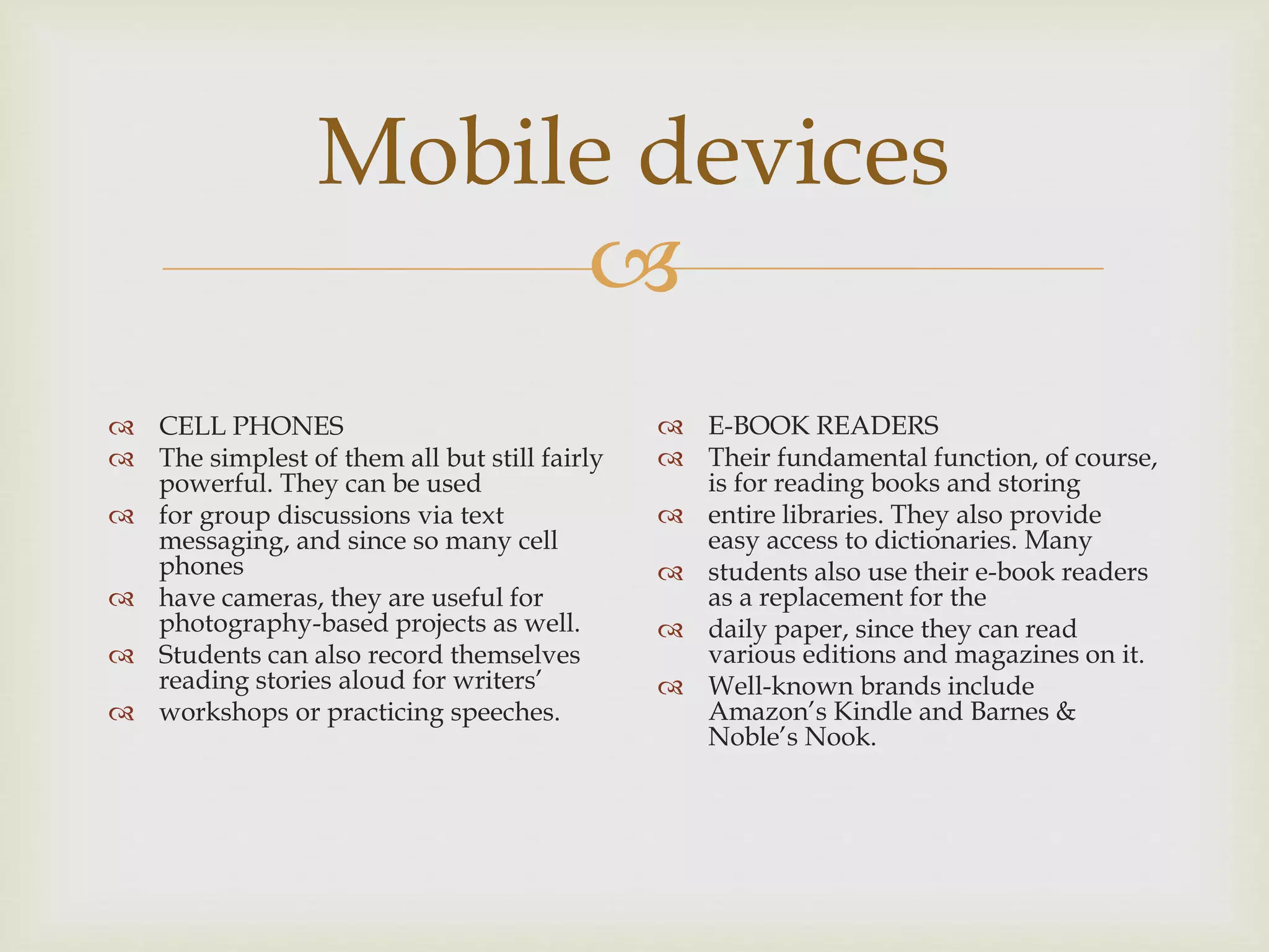 The use of mobile devices for learning | PPTX