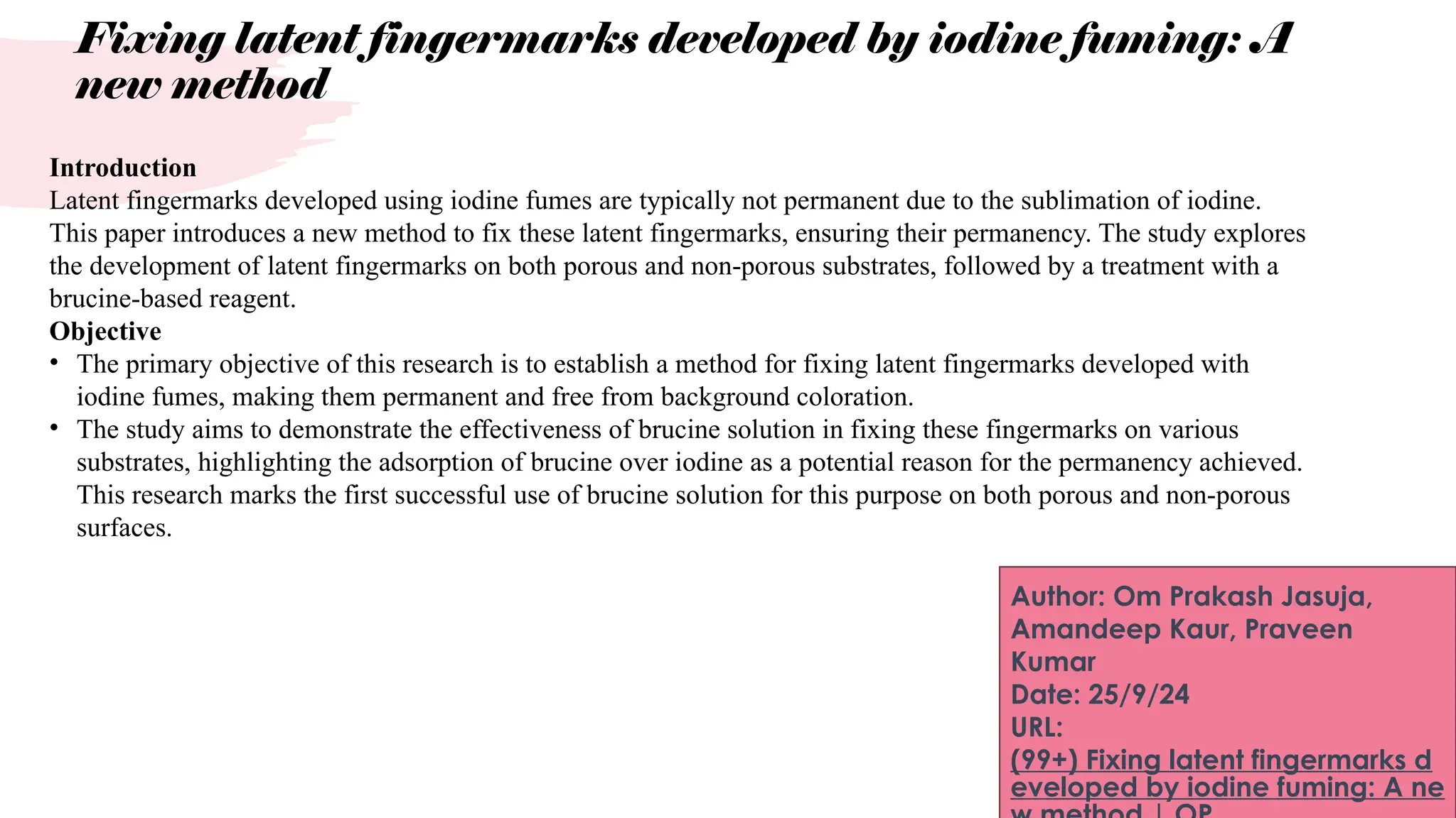 The use of Oil Red O in sequence. And iodine fuming,Journal review ...