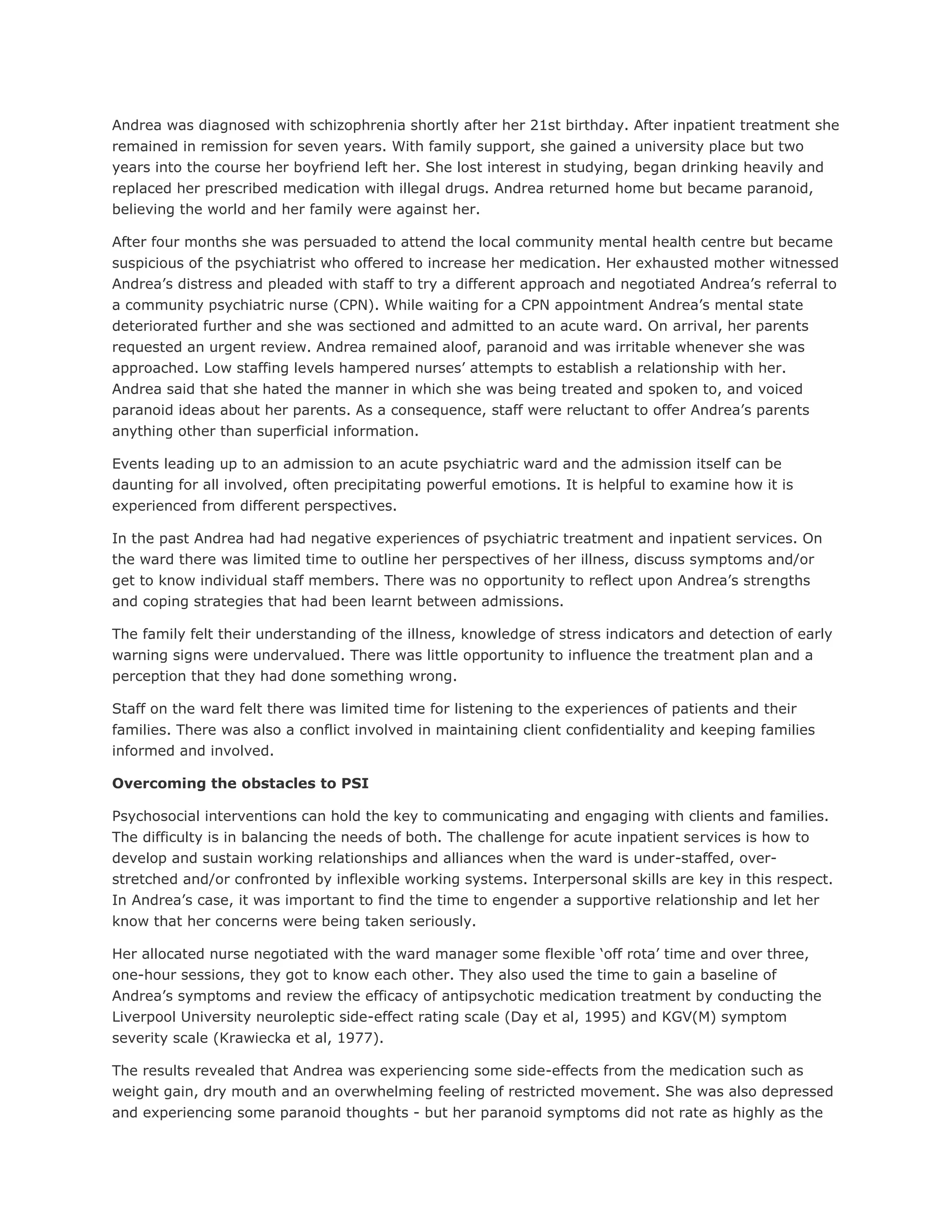 The use of psychosocial interventions | DOCX