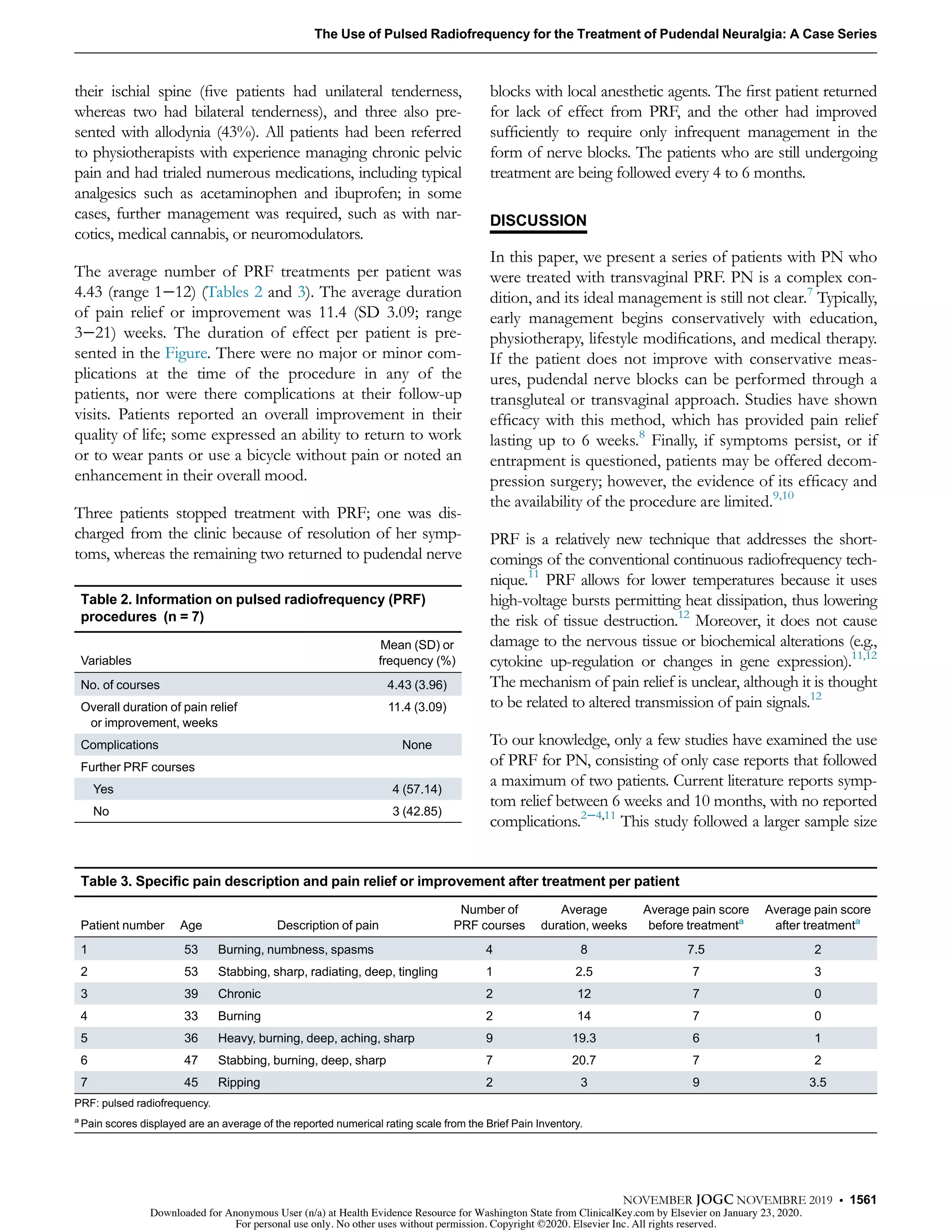 The use of pulsed radiofrequency for the treatment of pudendal neuralgia a case series | PDF