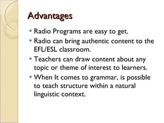 The use of radio programs in the efl classroom | PPT