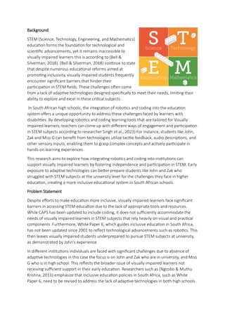 The Use of Robotics and Coding to Support Blind Learners in STEM ...