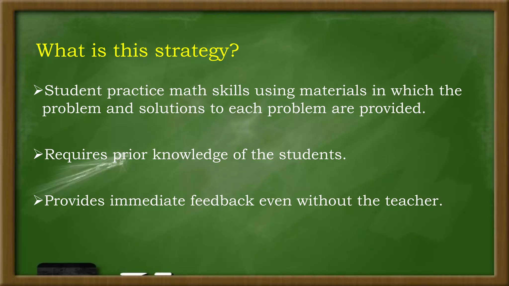 The use of self correcting materials (strategy in teaching math) | PPT