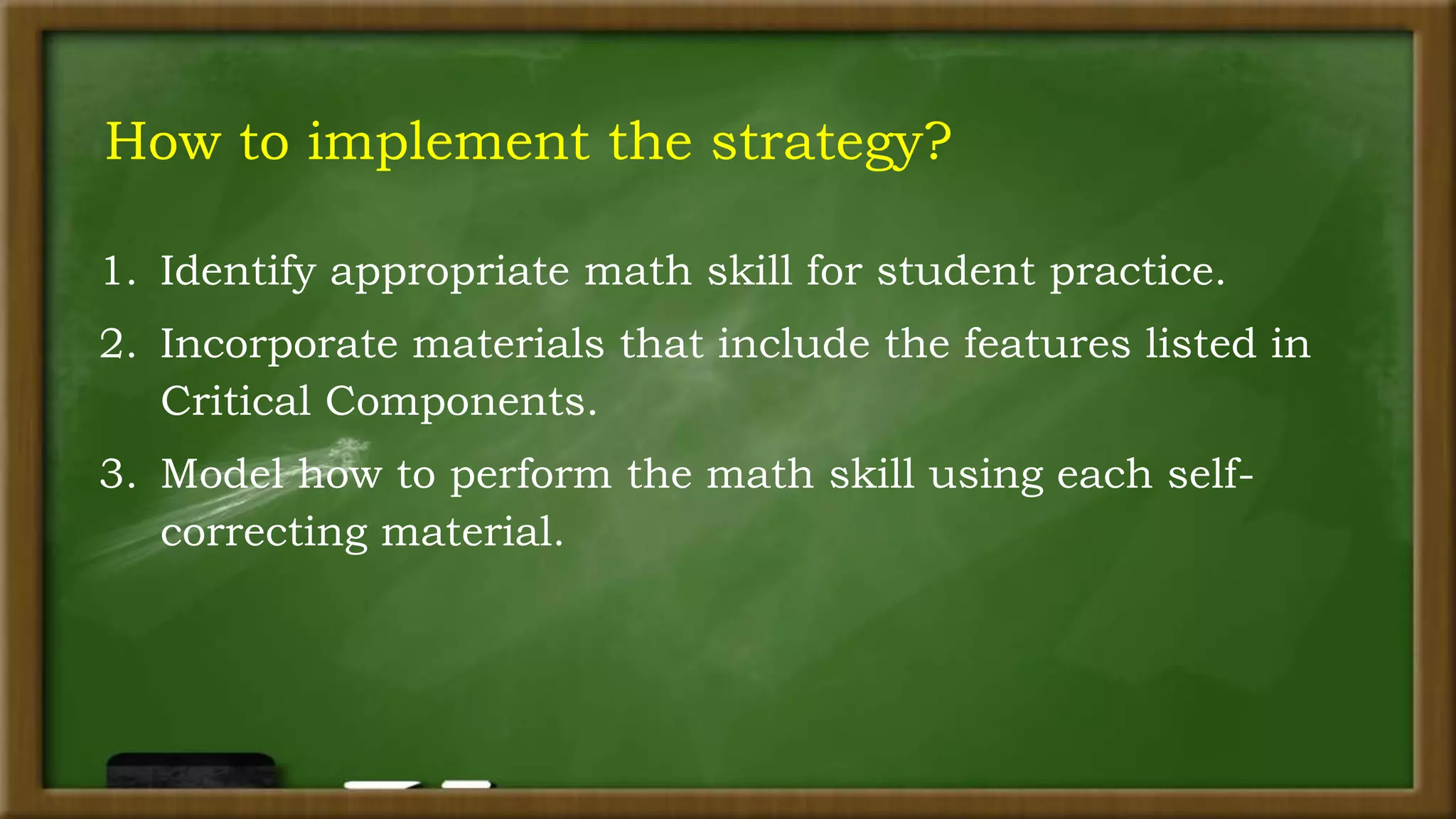The use of self correcting materials (strategy in teaching math) | PPT