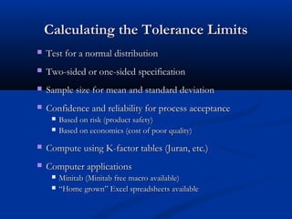 The Use Of Statistical Tolerance Limits For Process | PPT
