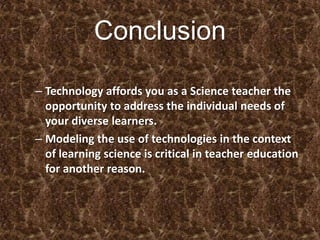 The use of technology in the k 8 science | PPTX | Education