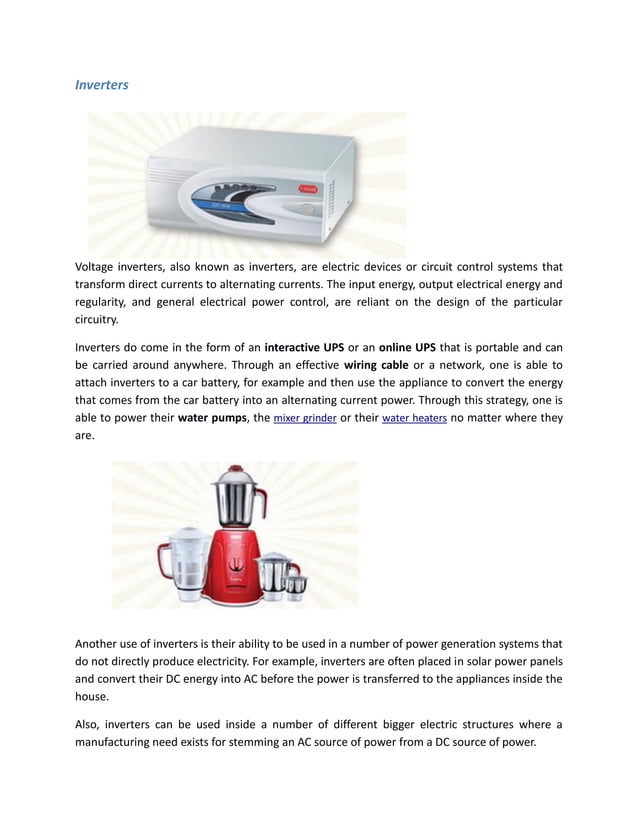 The uses of a stabilizer and an inverter | PDF