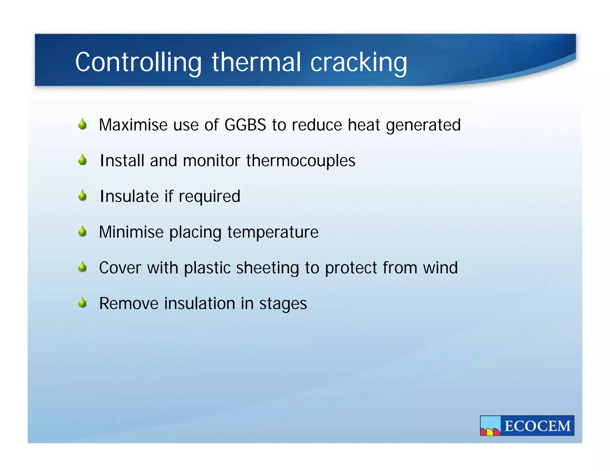 Benefits of using GGBS cement in large concrete pours | PDF
