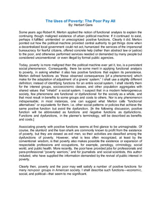The uses of poverty the poor pay all | DOCX