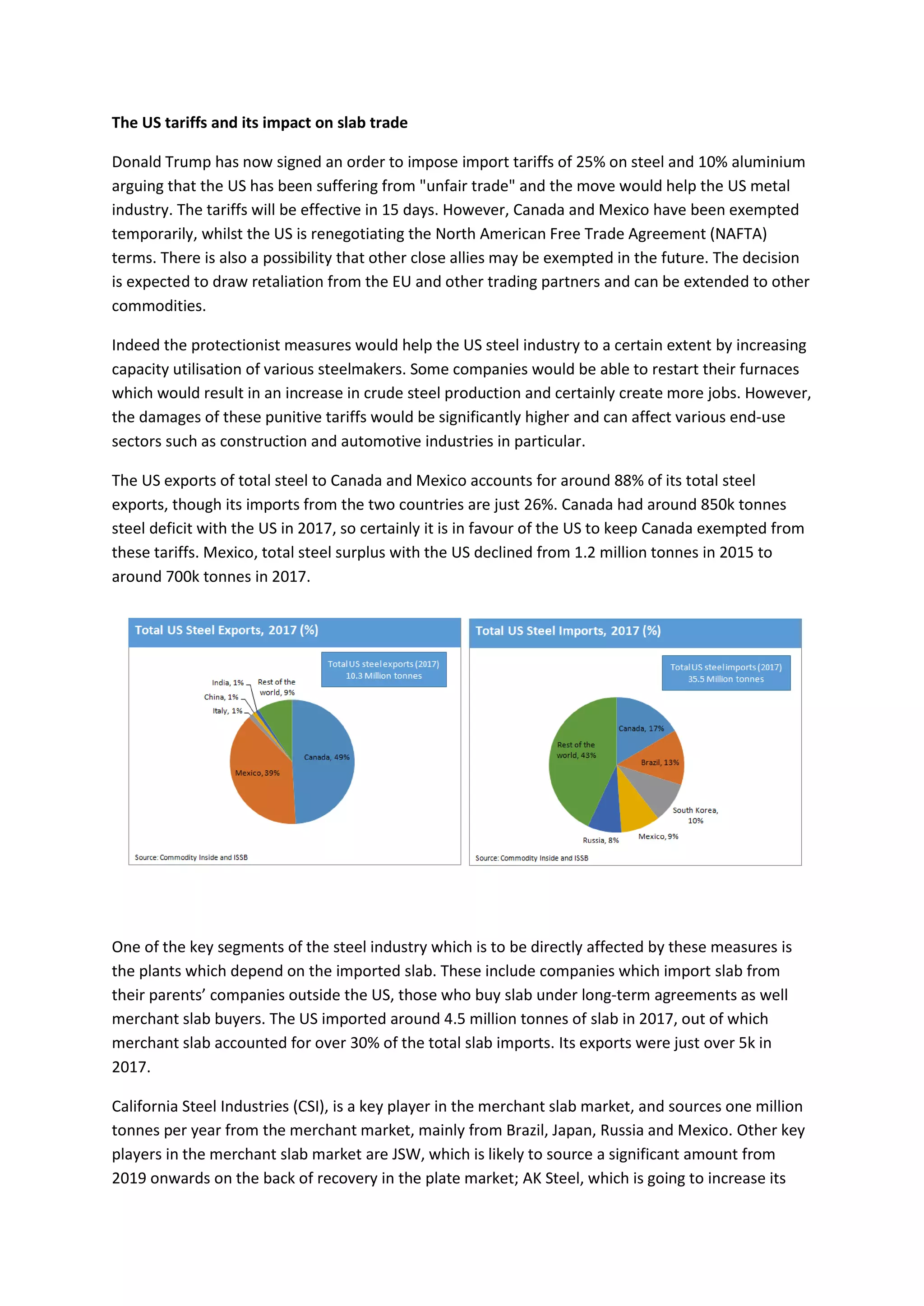 The us tariffs and its impact on slab trade insight | PDF | Commodities ...