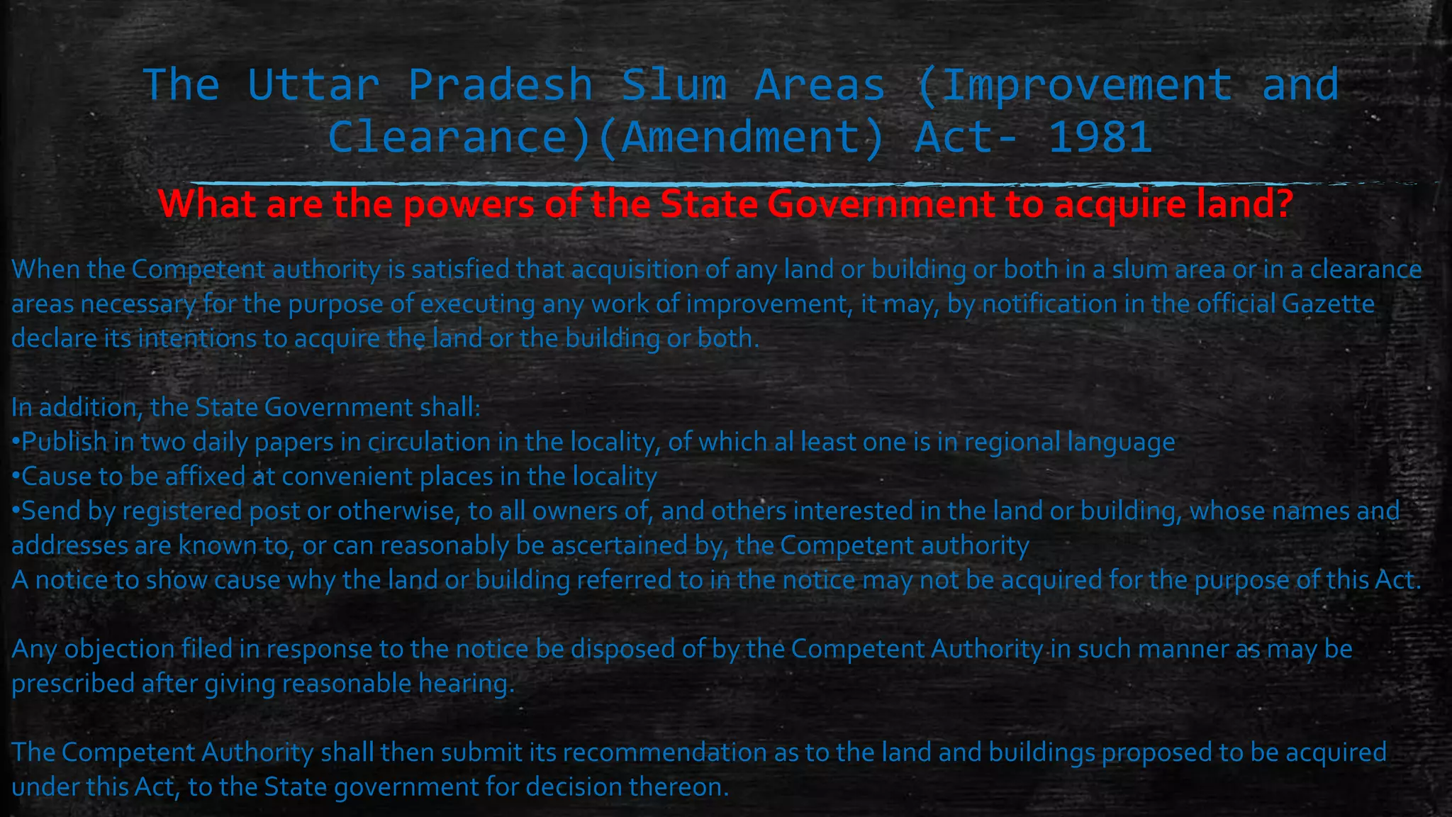 The Uttar Pradesh slum areas (improvement and clearance)(amendment) act ...