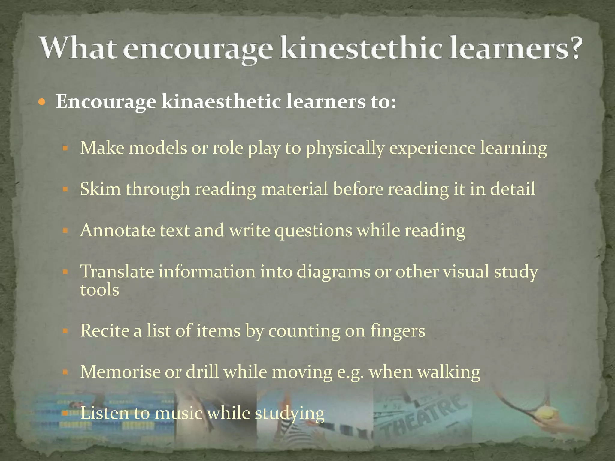 The VAK model. Learning Styles. | PPTX