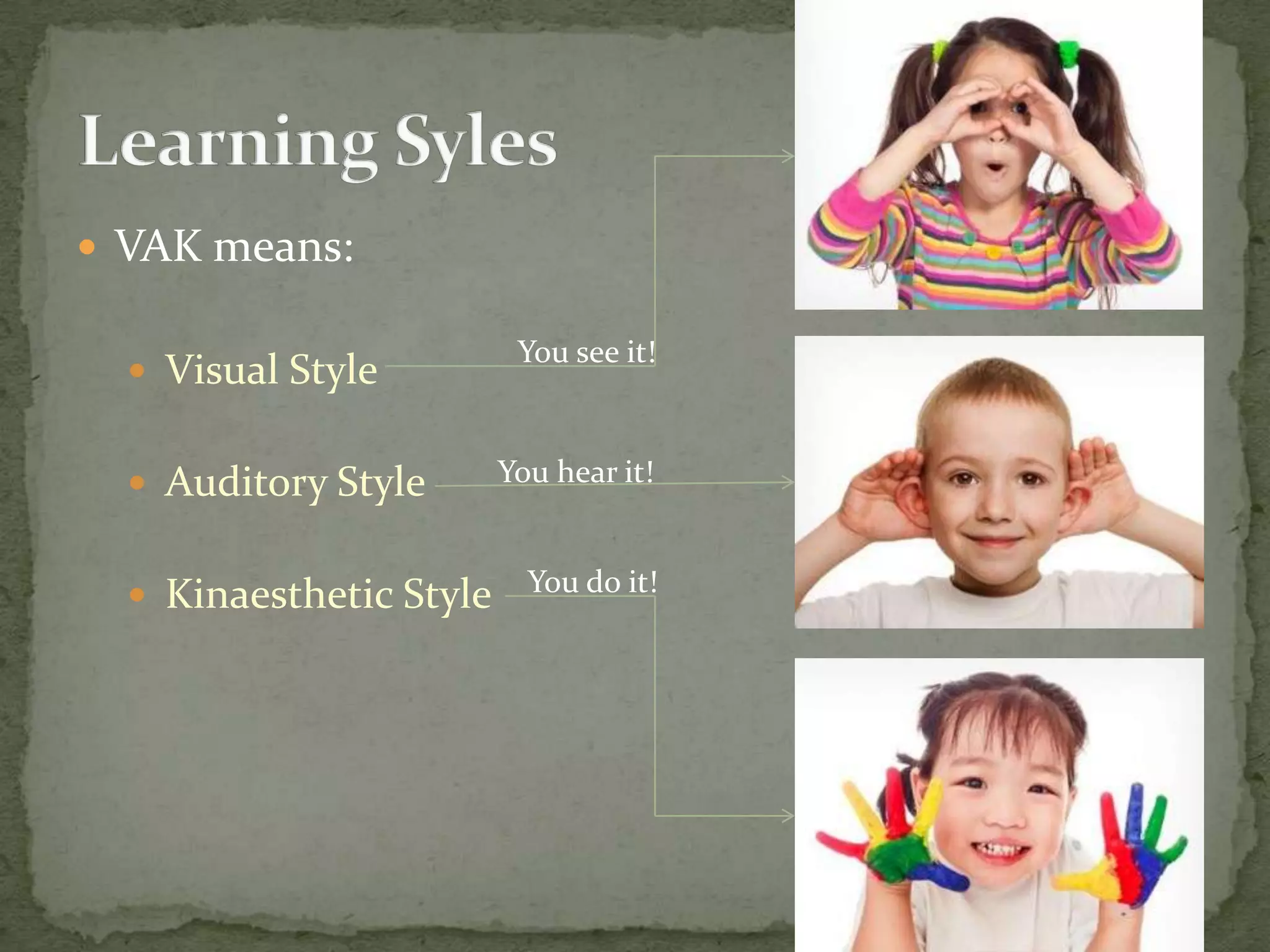 The VAK model. Learning Styles. | PPTX