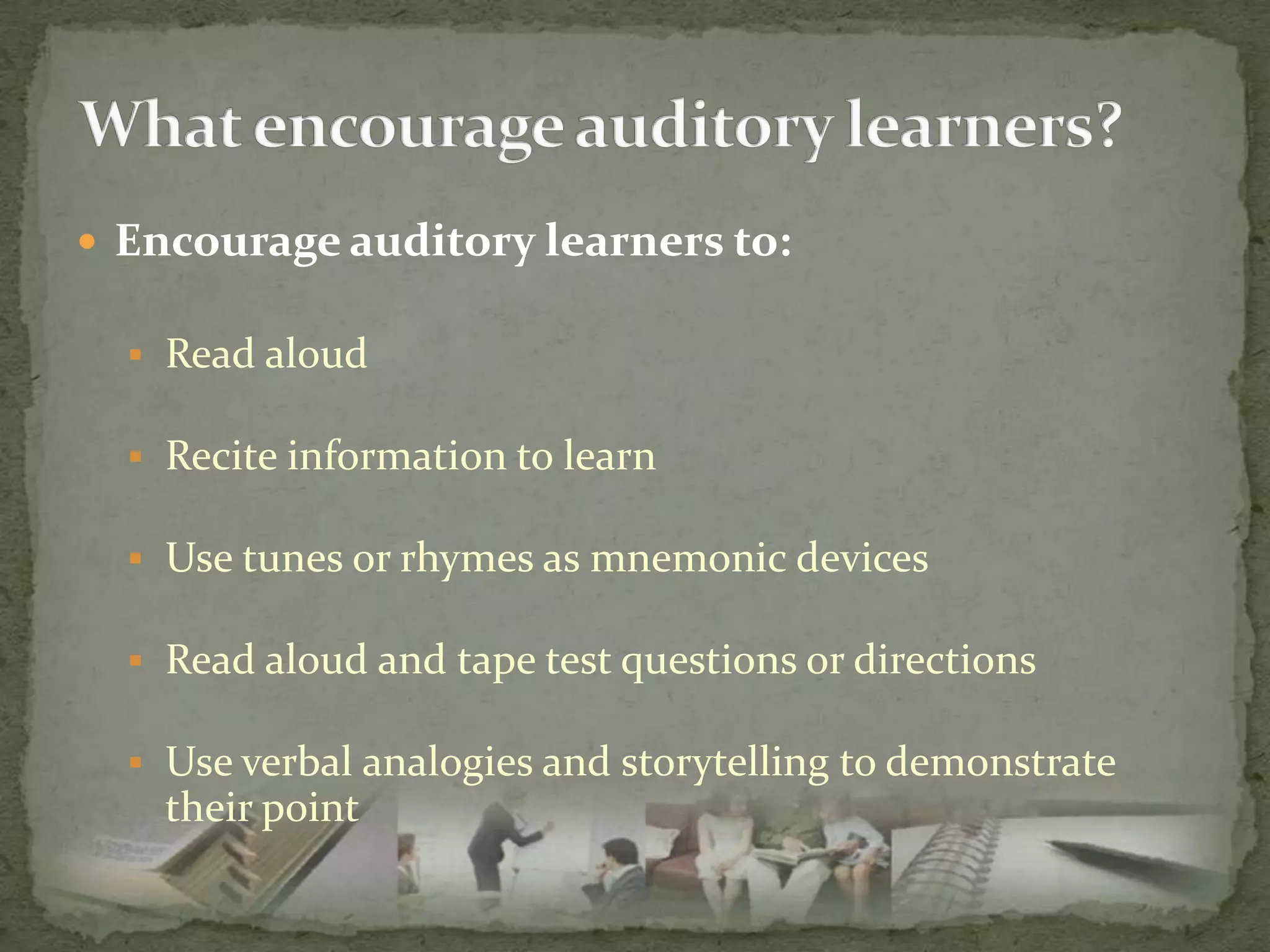 The VAK model. Learning Styles. | PPTX