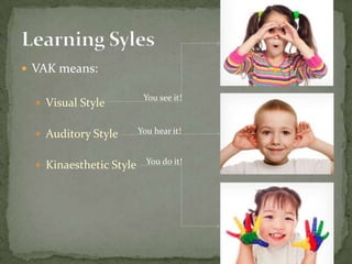 The VAK model. Learning Styles. | PPTX