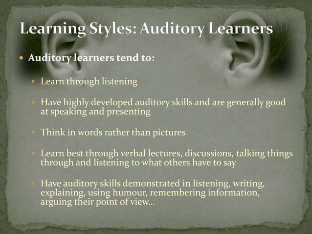 The VAK model. Learning Styles. | PPTX | Education