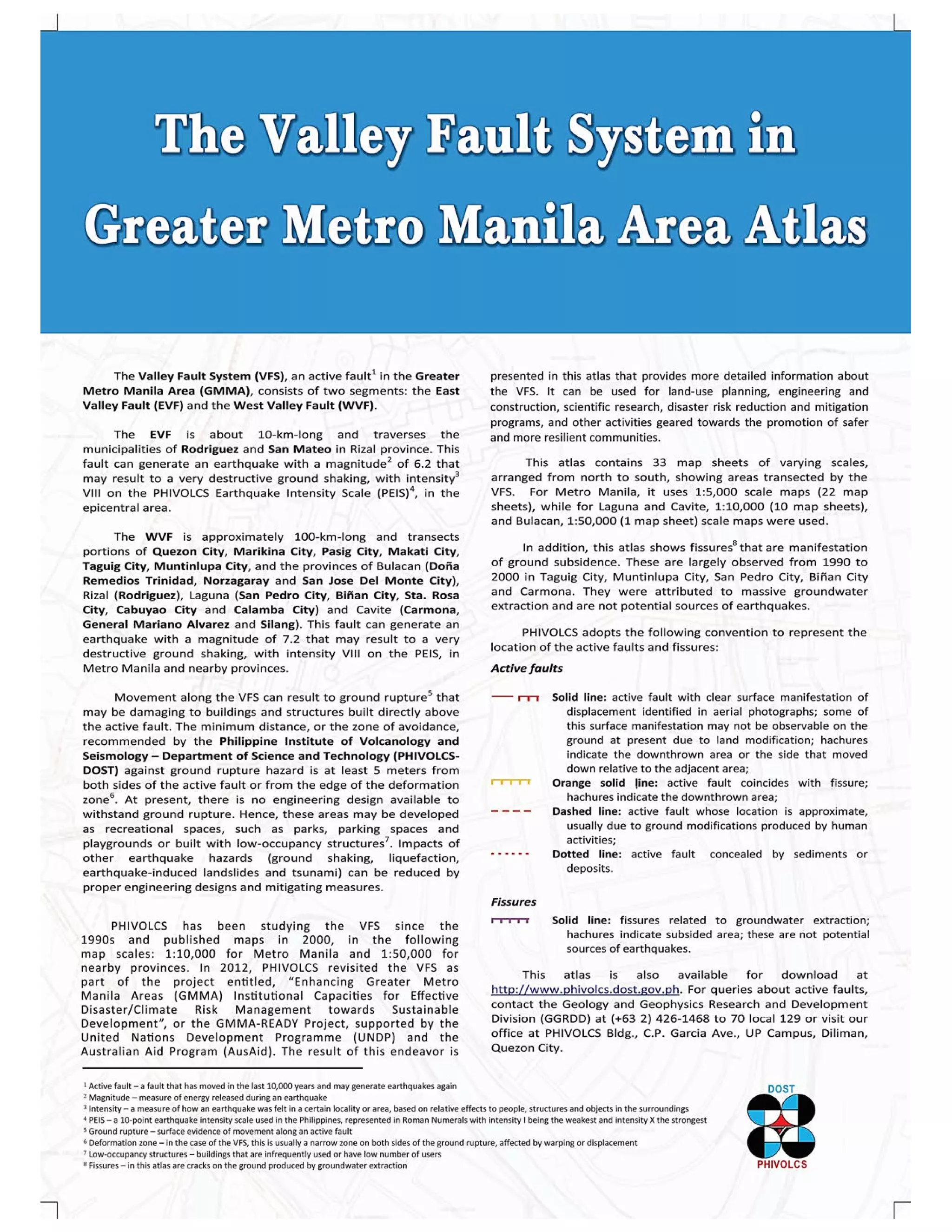 The Valley Fault System in the Greater Manila Area Atlas dost philvolcs ...