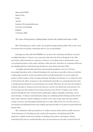 The value of being human - finding balance between the artificial and ...