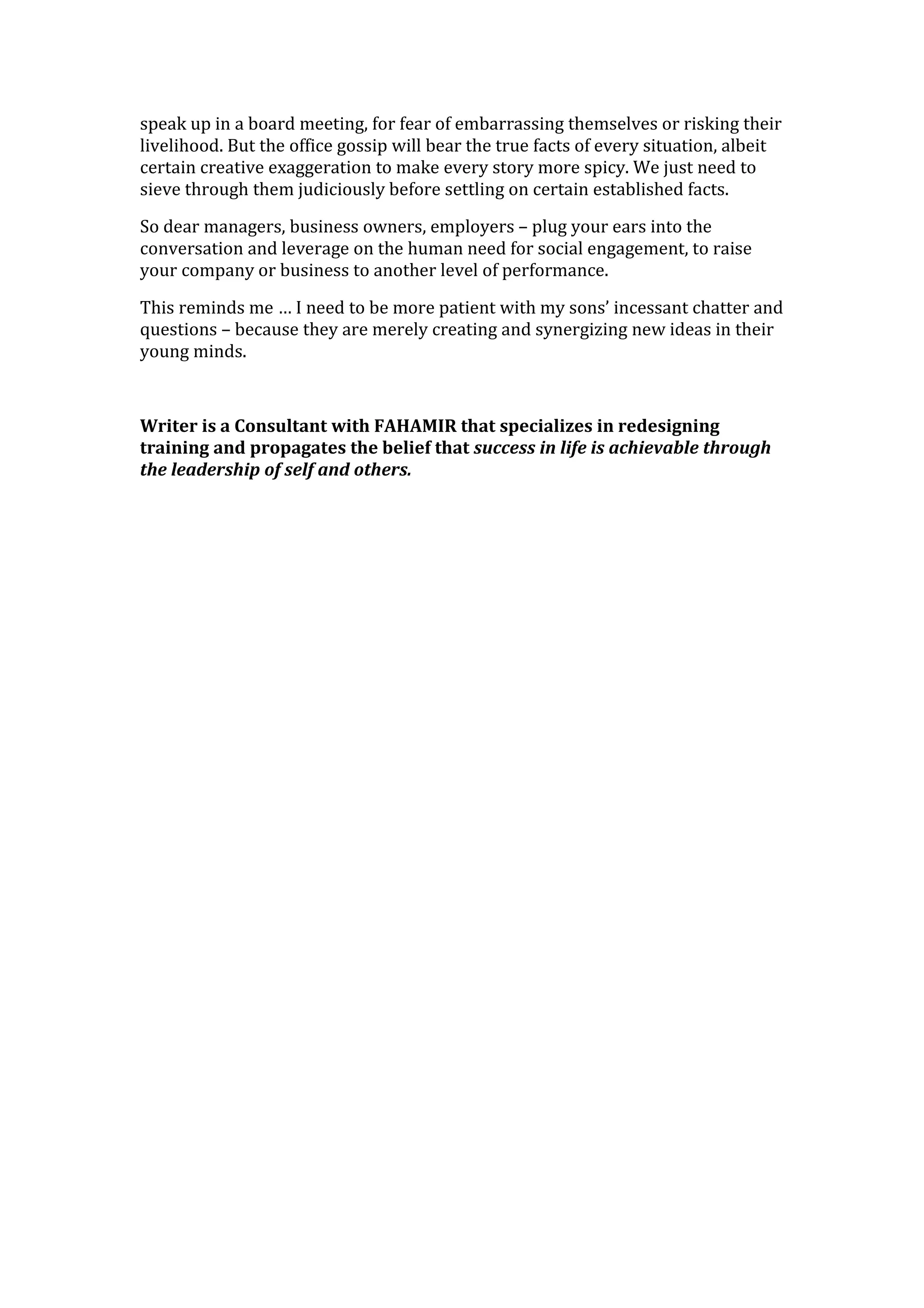 Value of Conversation | DOC