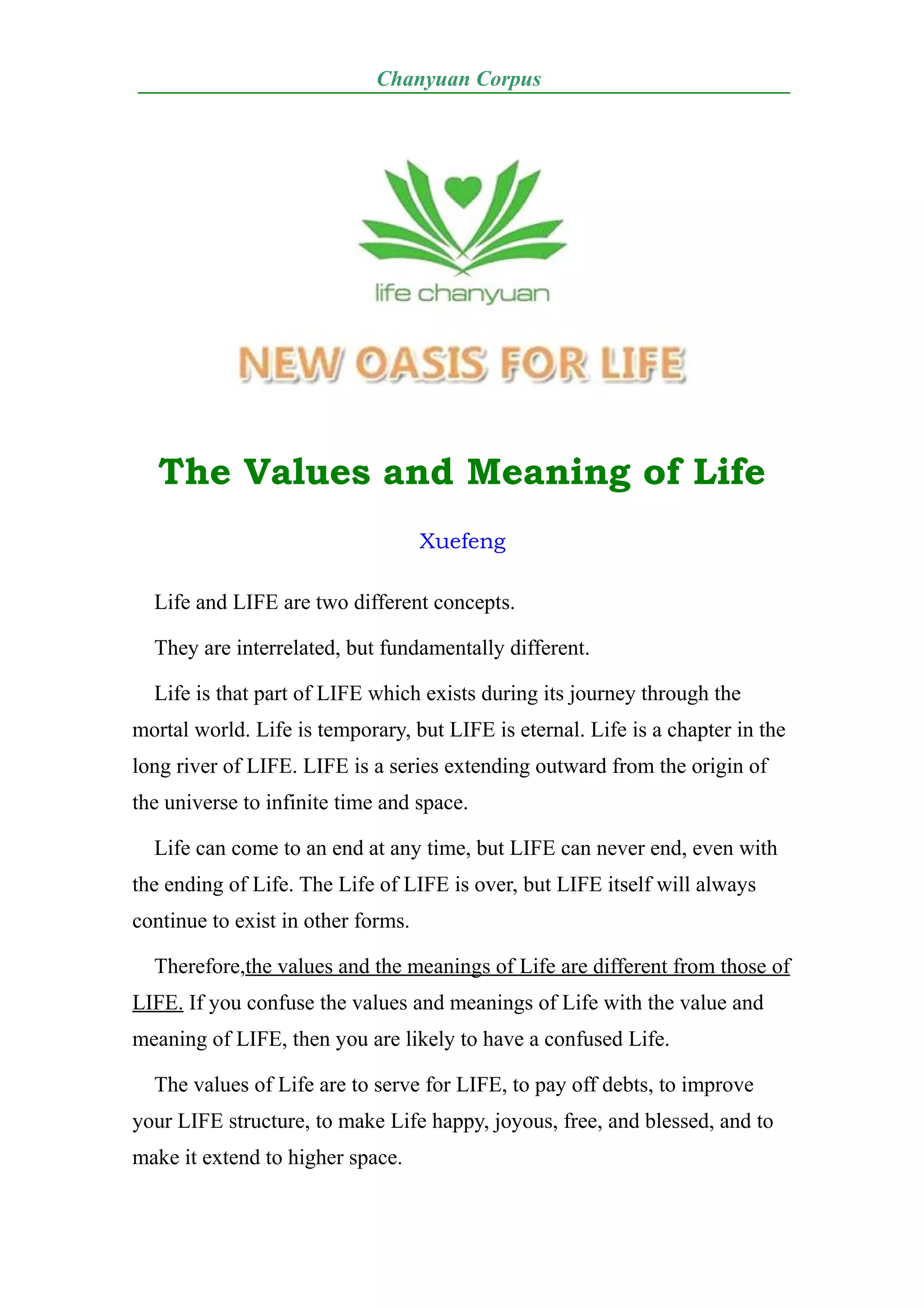 The values and meaning of life | PDF