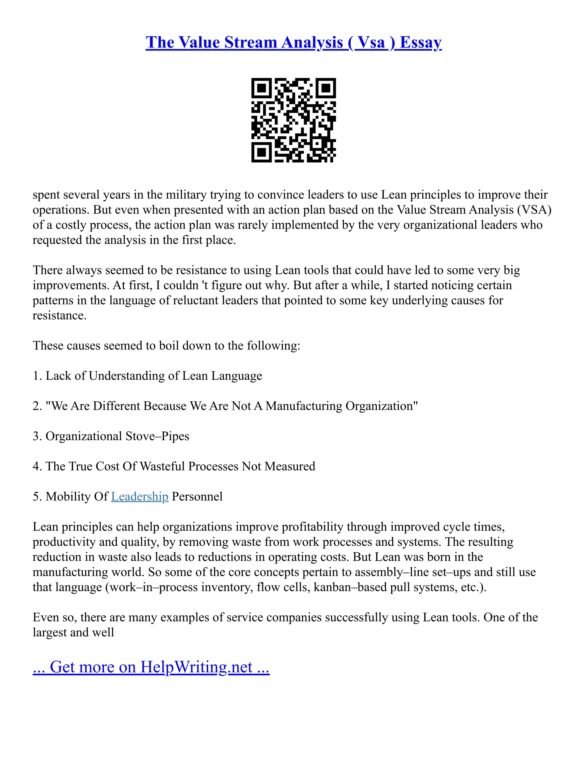 The Value Stream Analysis ( Vsa ) Essay | PDF