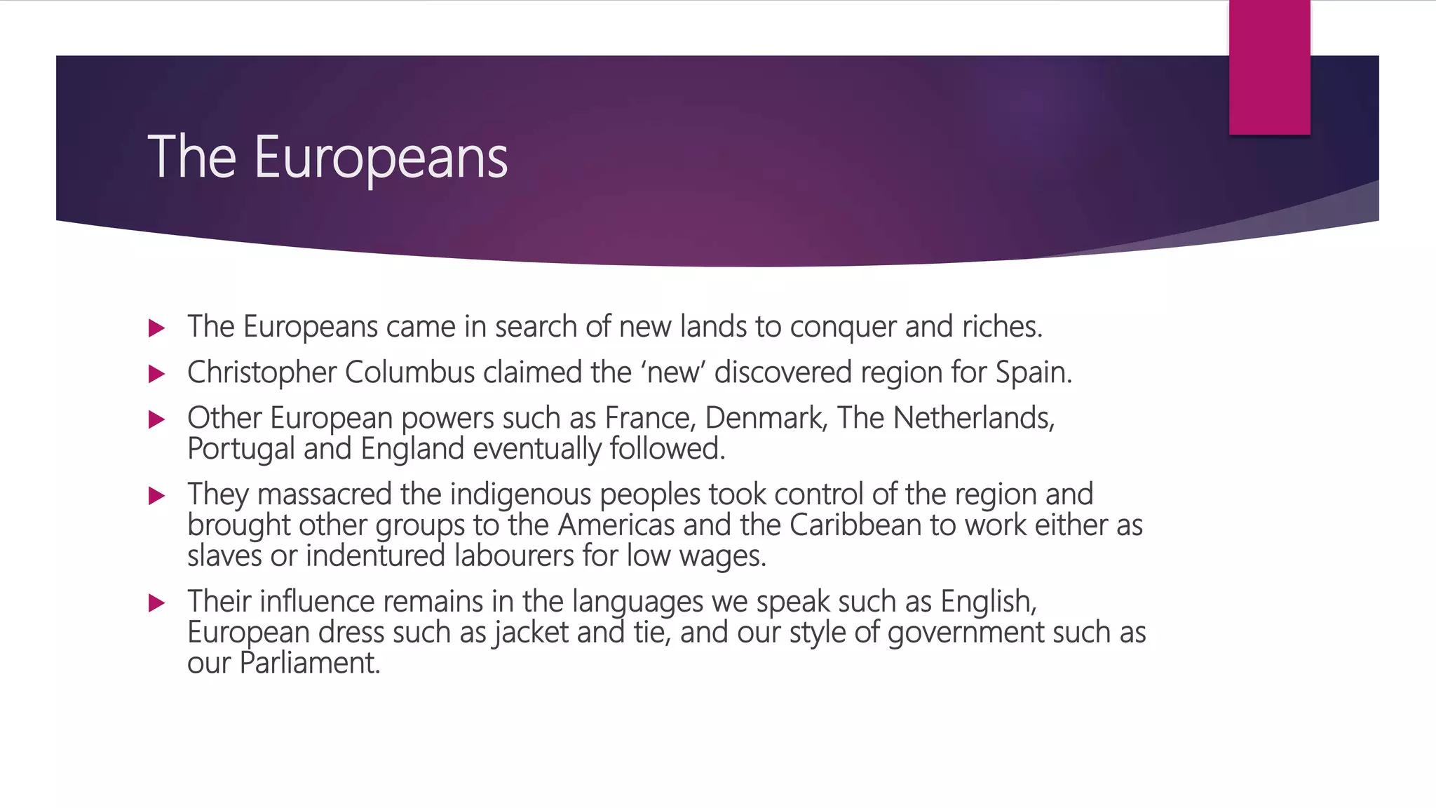The various ethnic groups who came to Trinidad and Tobago | PPTX