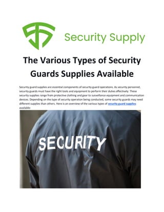 The Various Types of Security Guards Supplies Available.pdf