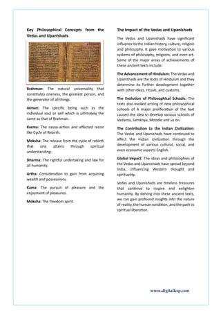 The Vedas and Upanishads: The basic concepts in Hindu philosophy | PDF