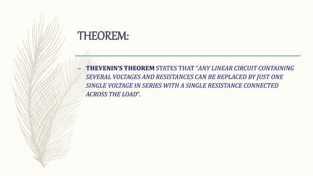 Thevenin's theorem | PPTX | Computer Networking | Computing