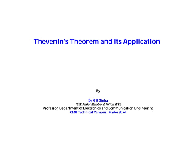 Thevenin's theorem and application | PDF | Computer Software and Applications | Computing