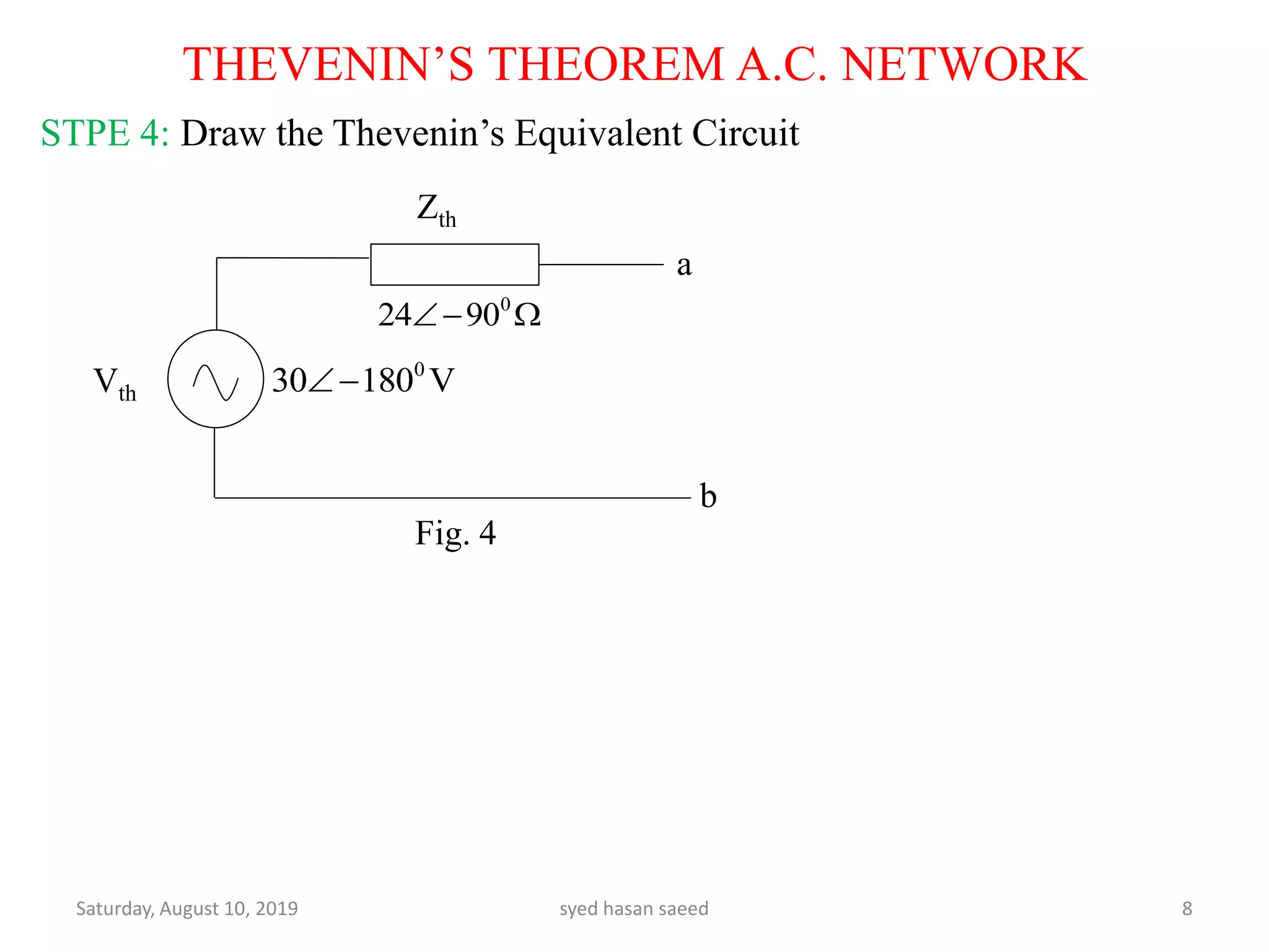 Thevenin's theorem for ac network | PDF