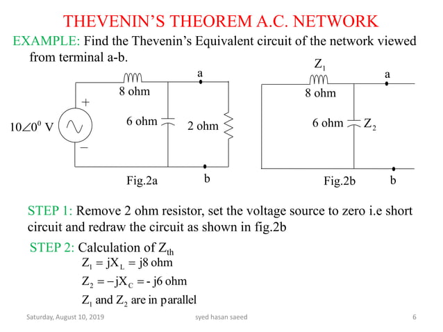 Thevenin's theorem for ac network | PDF