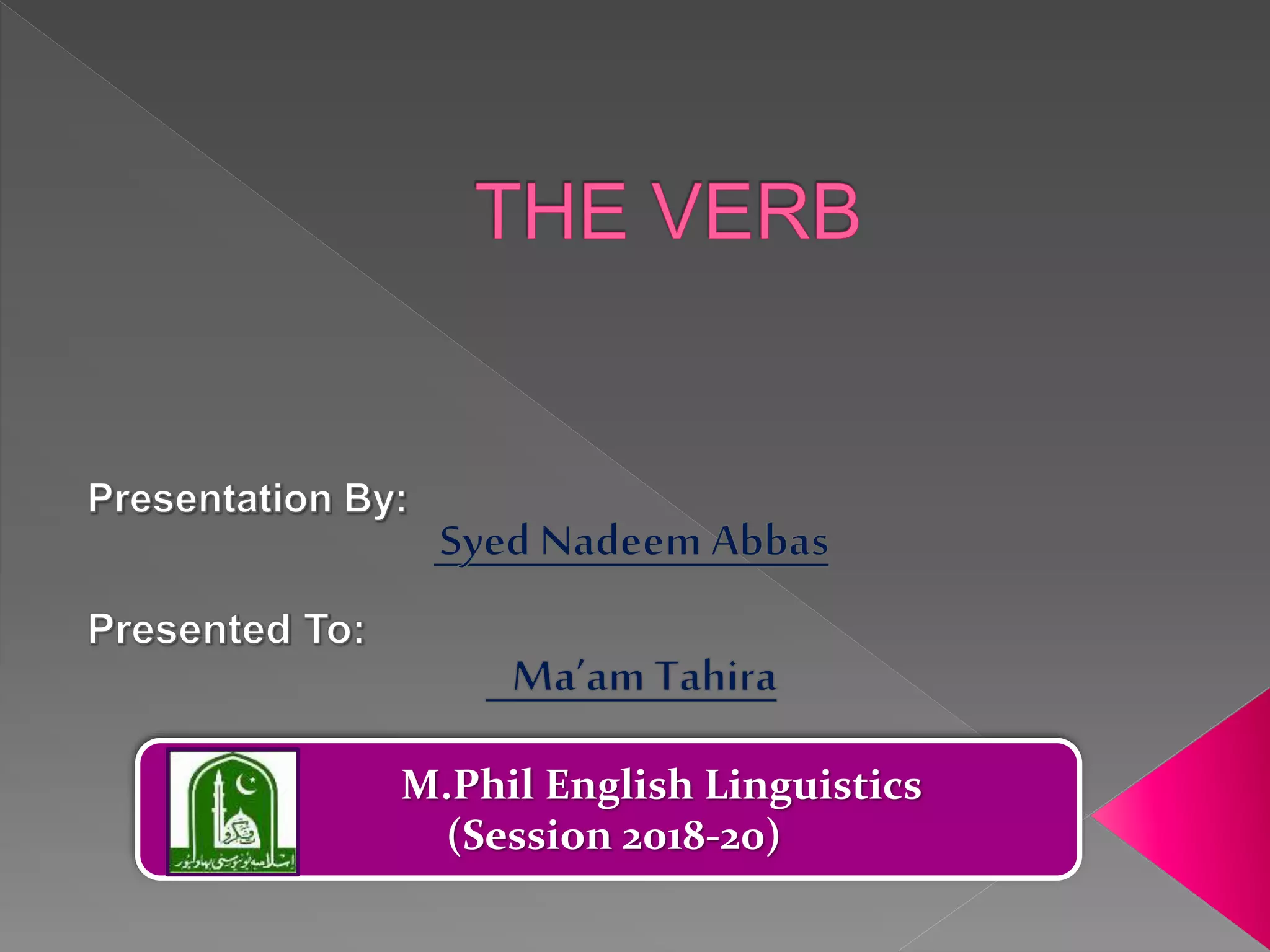 The verb (09 10-2018) | PPTX | Programming Languages | Computing