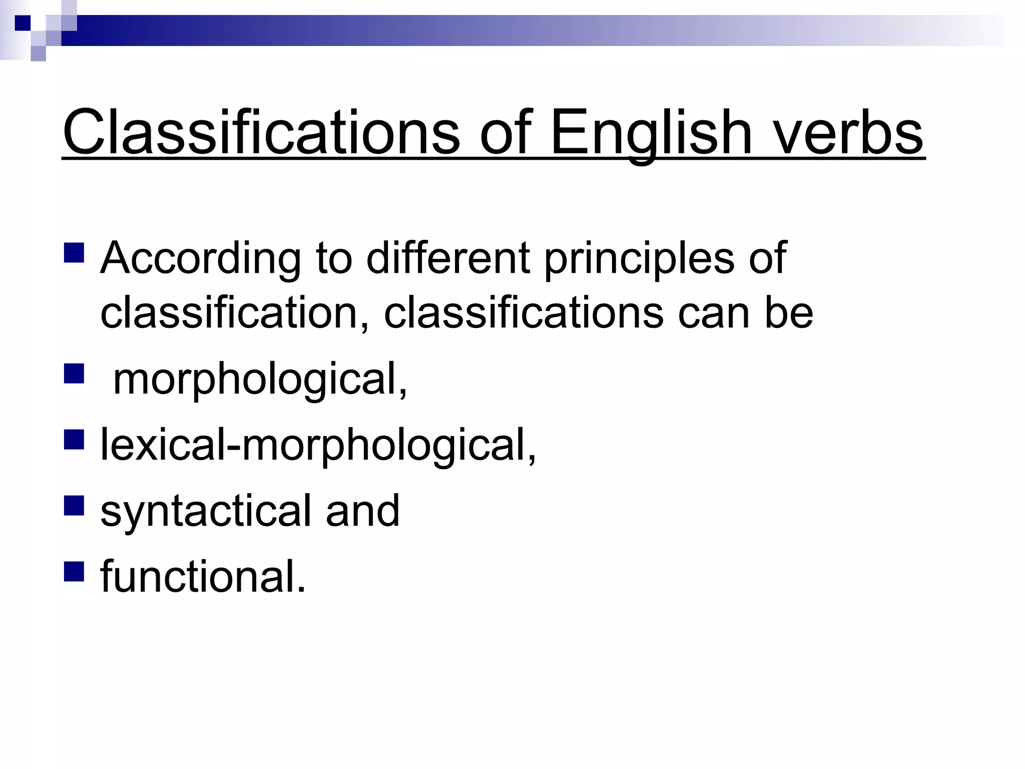 The verb classification | PPT