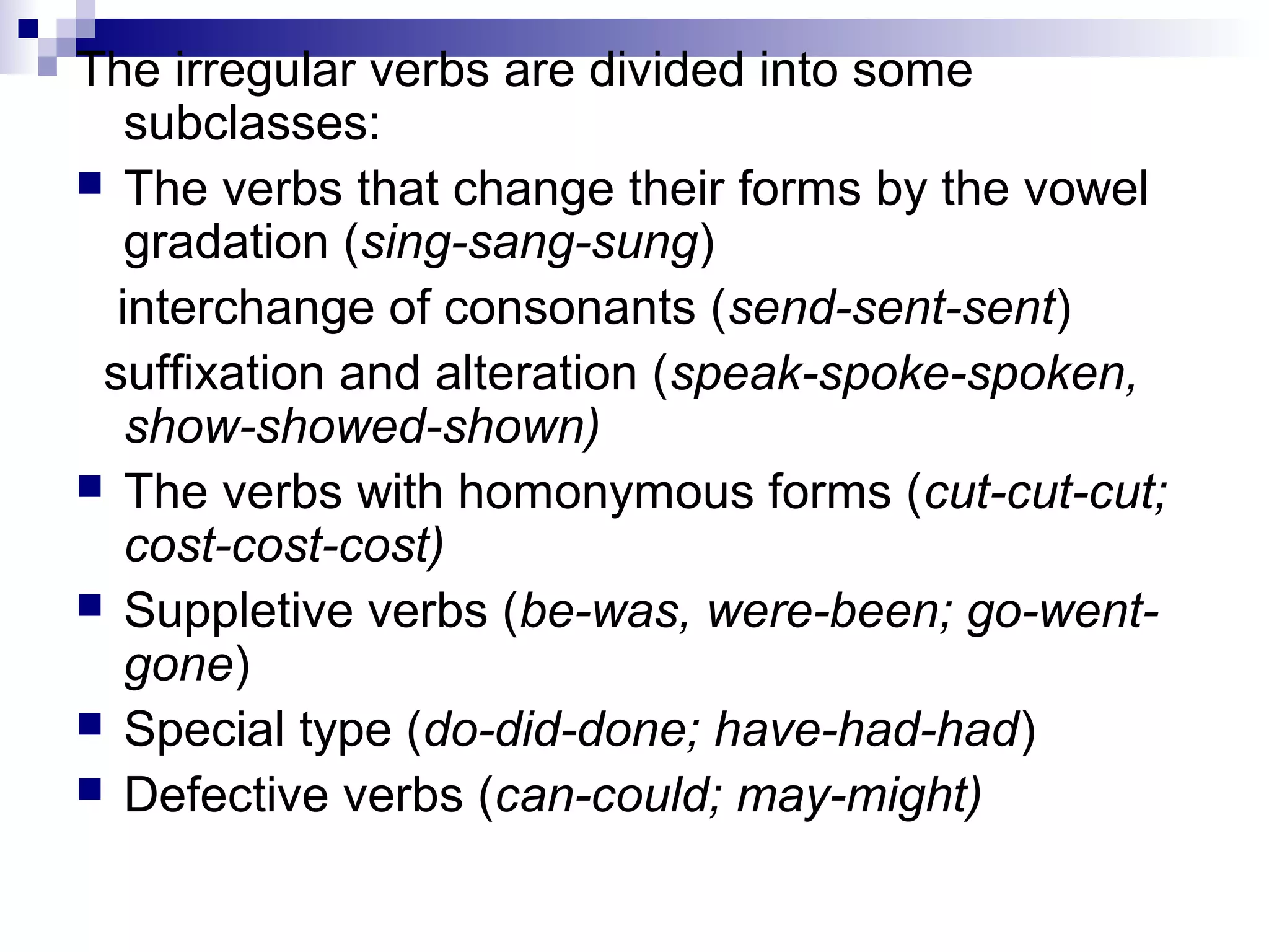 The verb classification | PPT